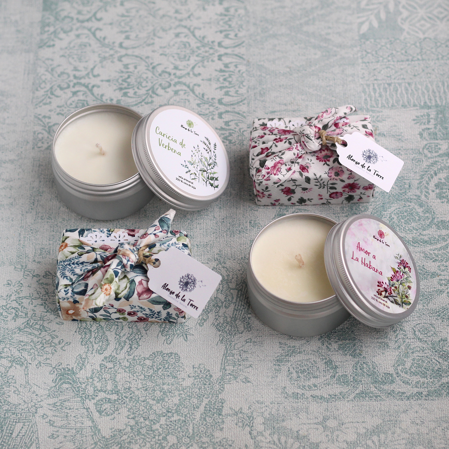 Caja con vela y jabón furoshiki - Alonso de la Torre